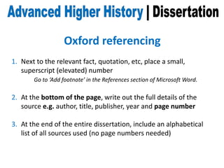 Advanced Higher History dissertation - References and the bibliography ...