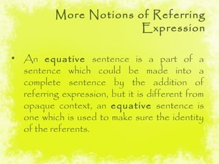 Reference, sense and referring expression | PPT