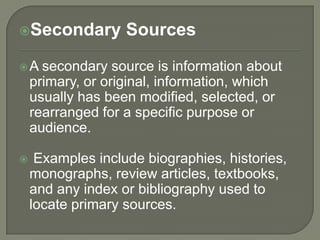 Reference sources | PPTX | Biographies | Genres