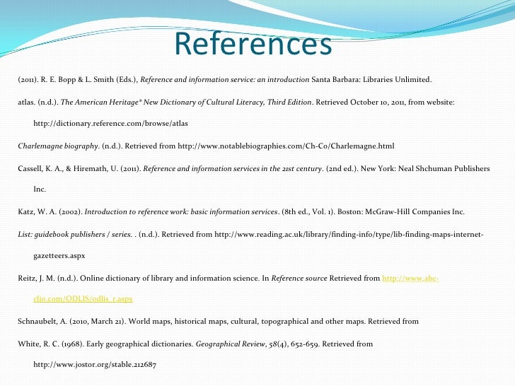 Reference sources presentation geographical and biographical sources