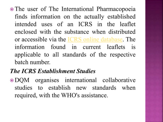 USP, EDQM Reference standard | PPTX