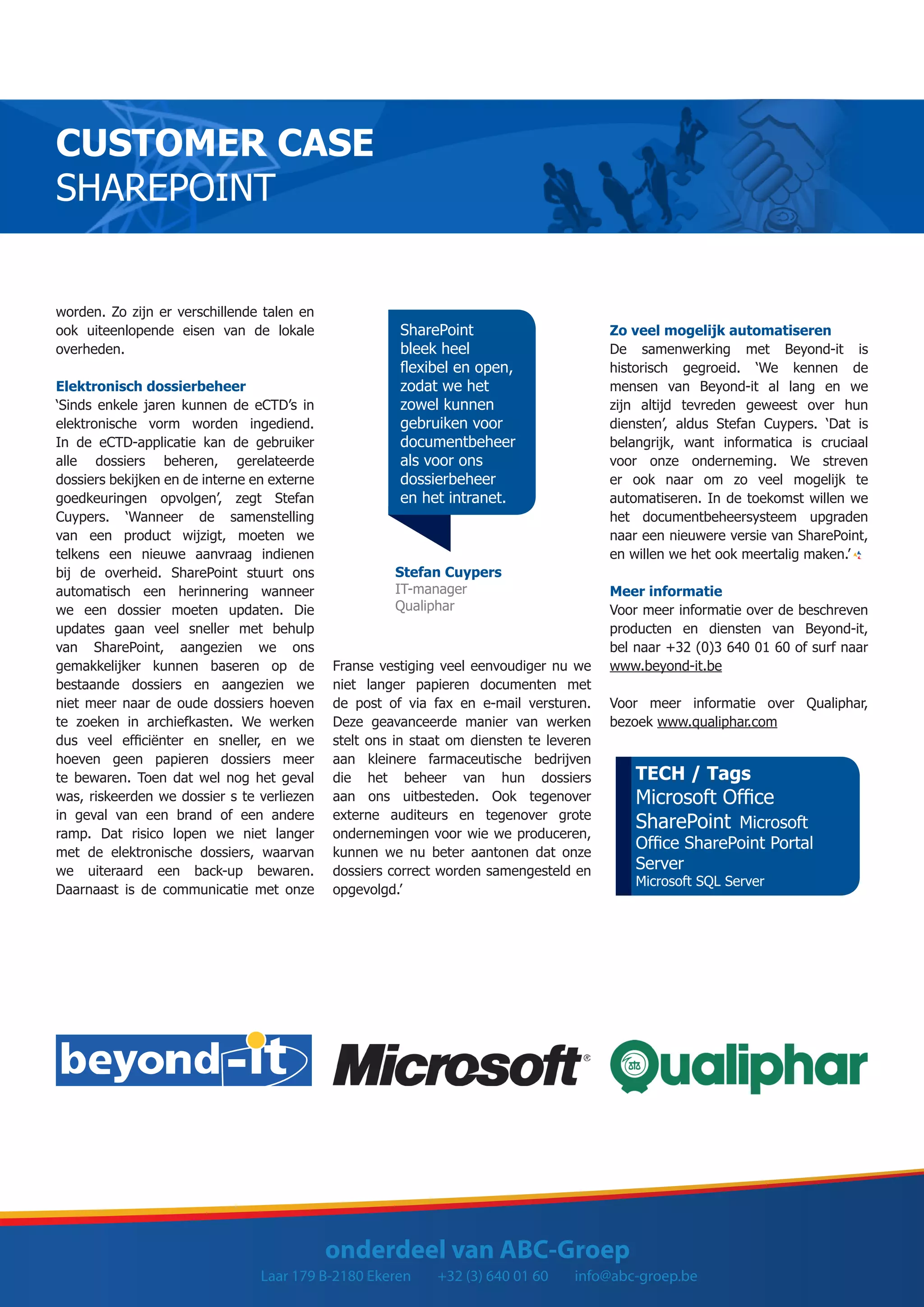 Customer Case SharePoint - Qualiphar | PDF