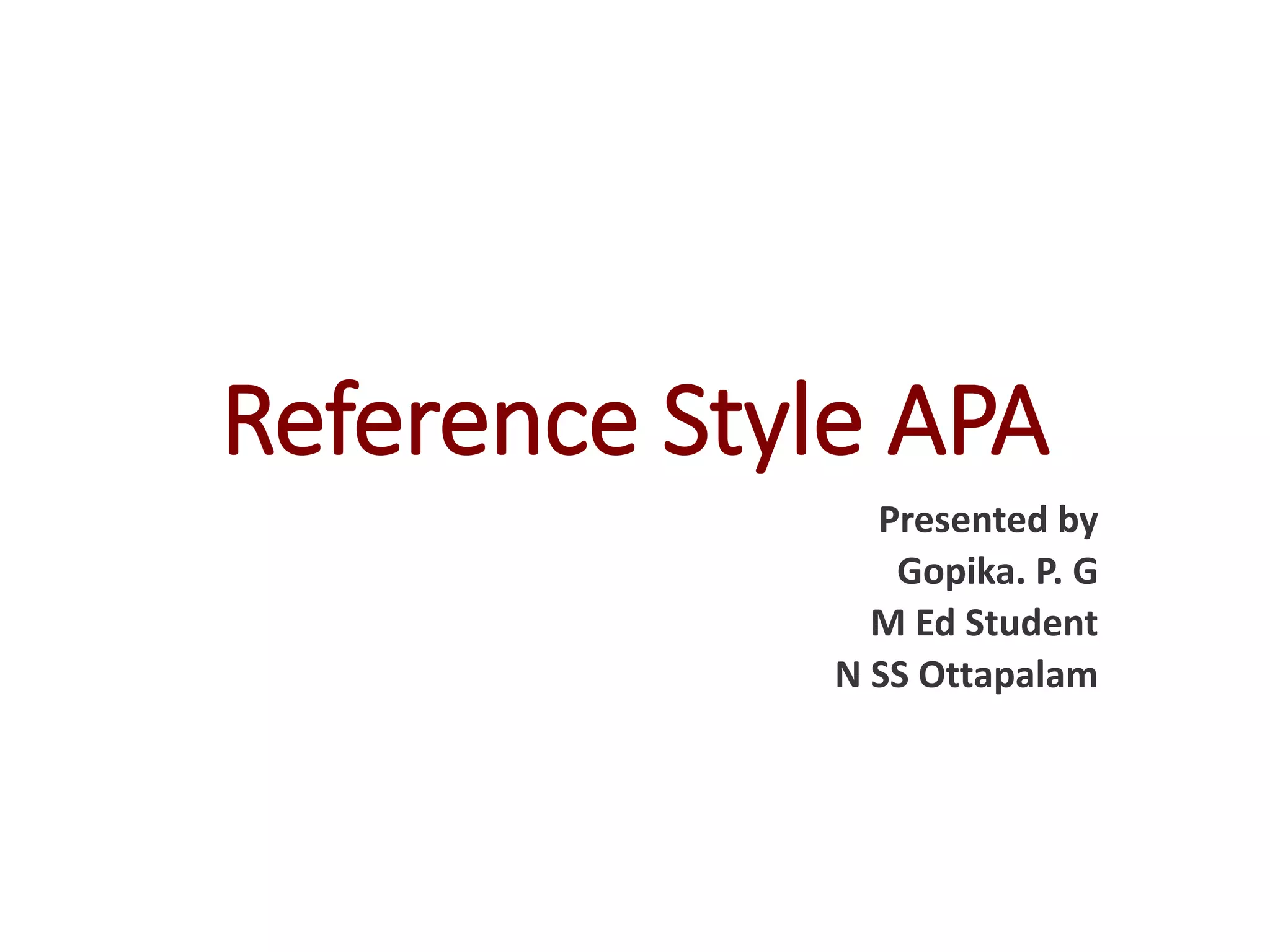 Reference Style A P[ A | PPT