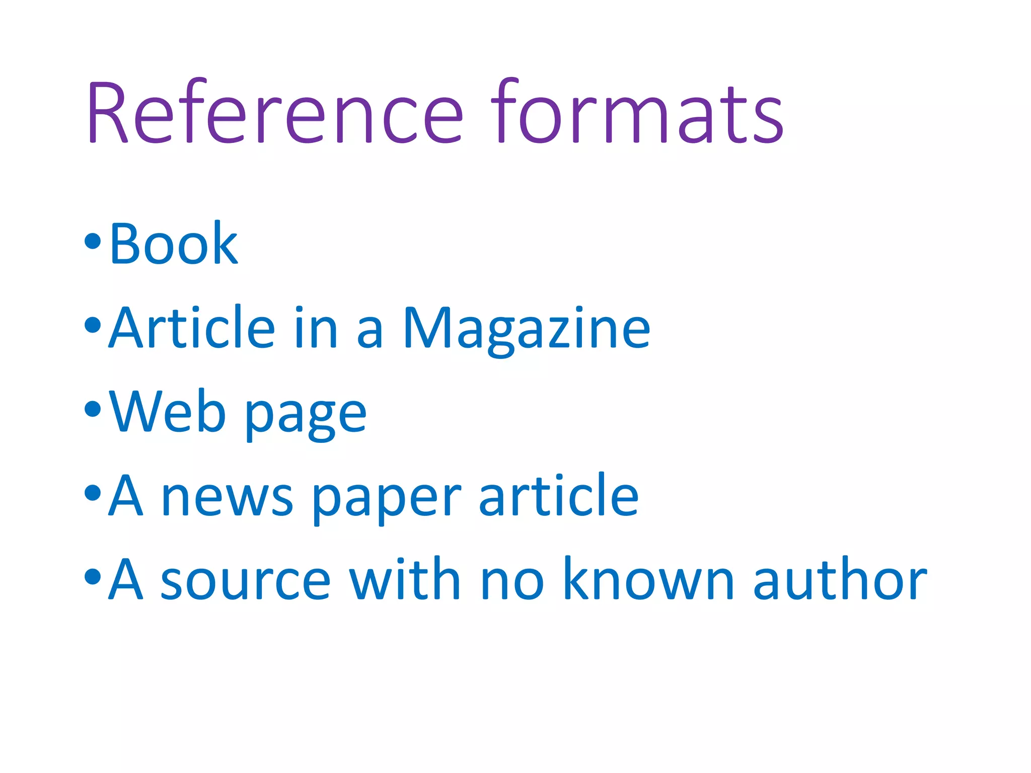 Reference style A P A | PPT