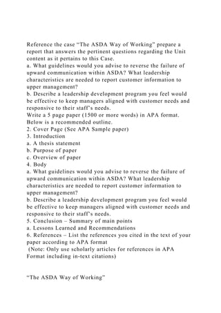 Reference the case The ASDA Way of Working” prepare a report that.docx