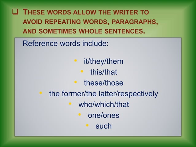 Reference words