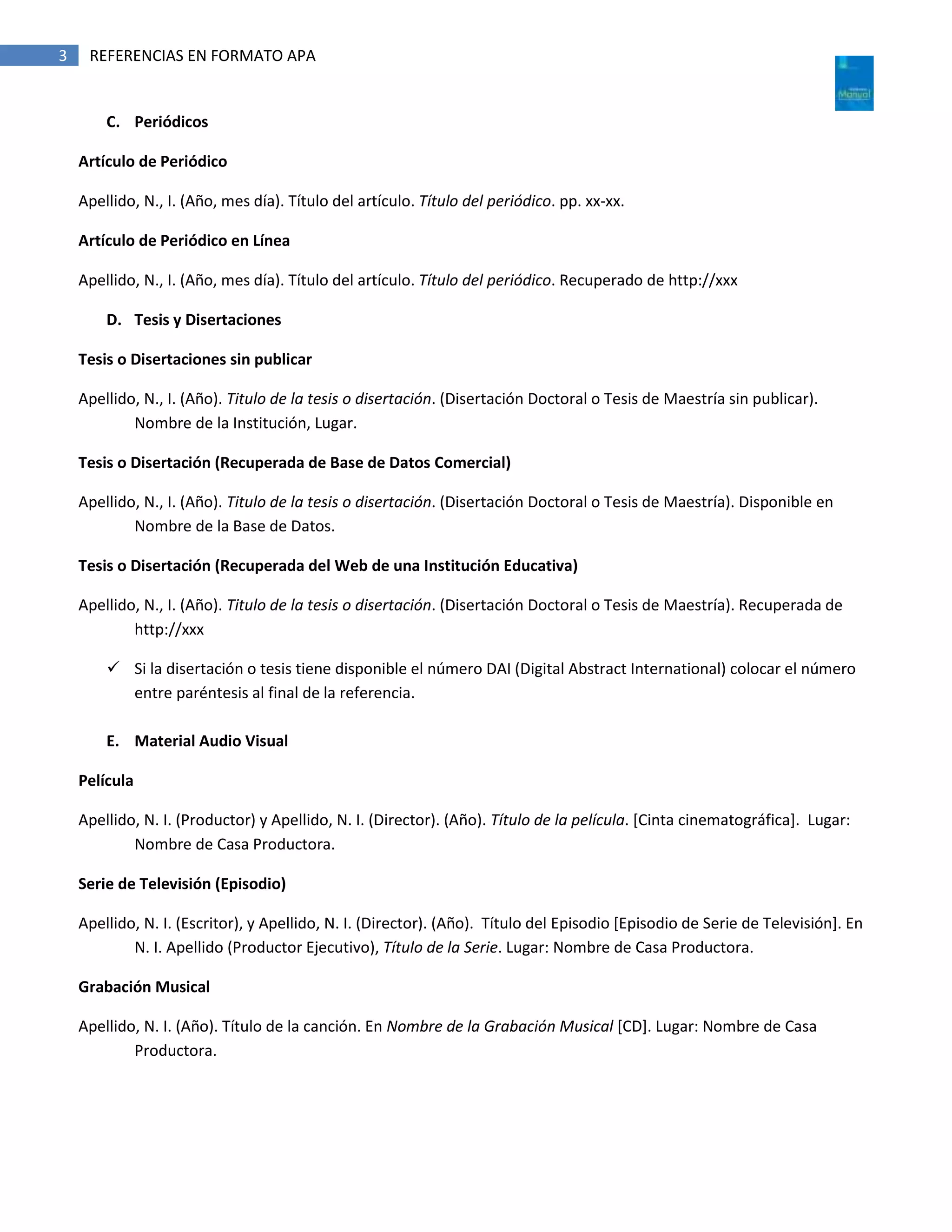 Referencias al Estilo APA (6a ed. ingles) (3ra ed en espanol).biblio.2013
