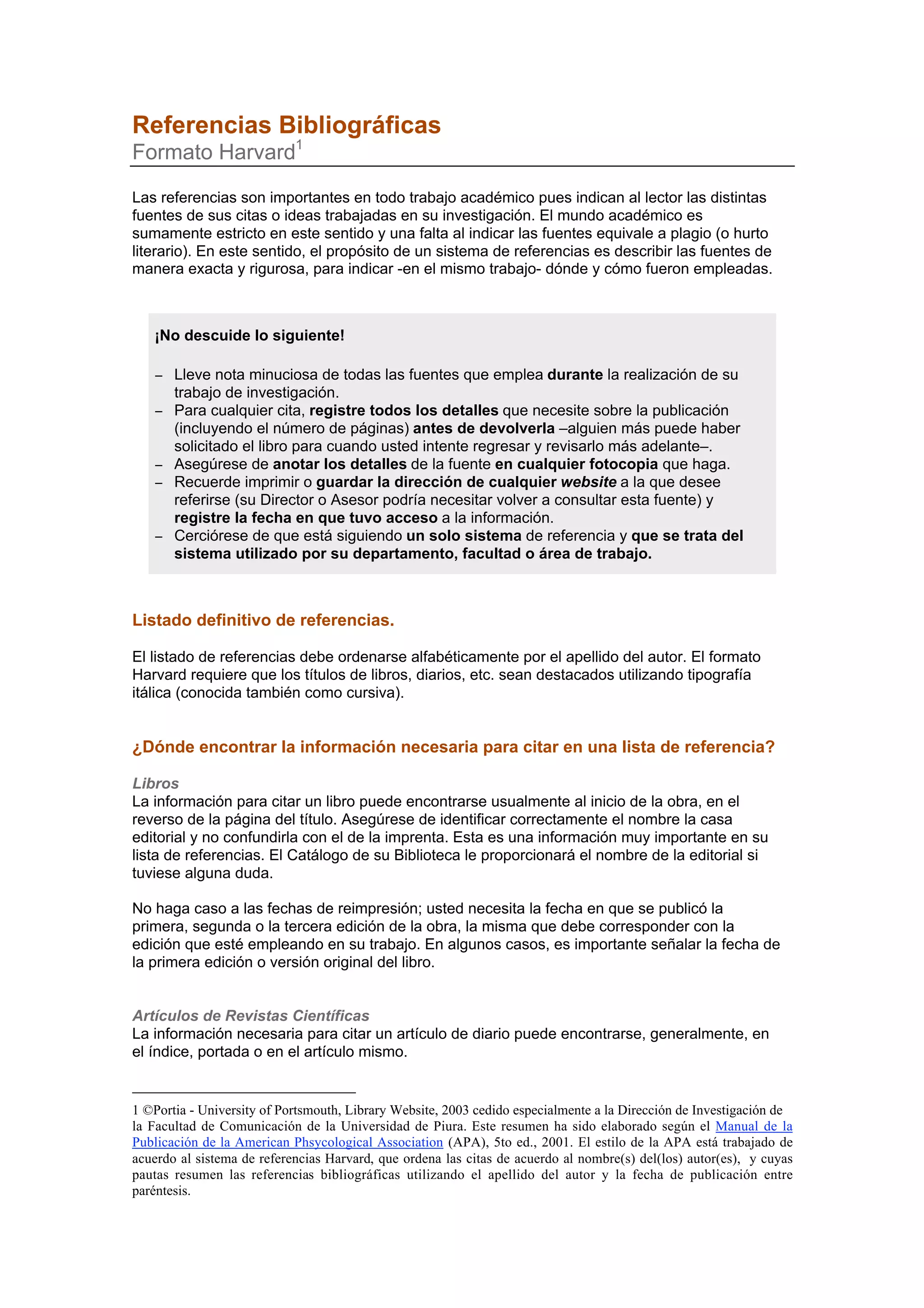Referencias bibliográficas según el formato harvard | PDF