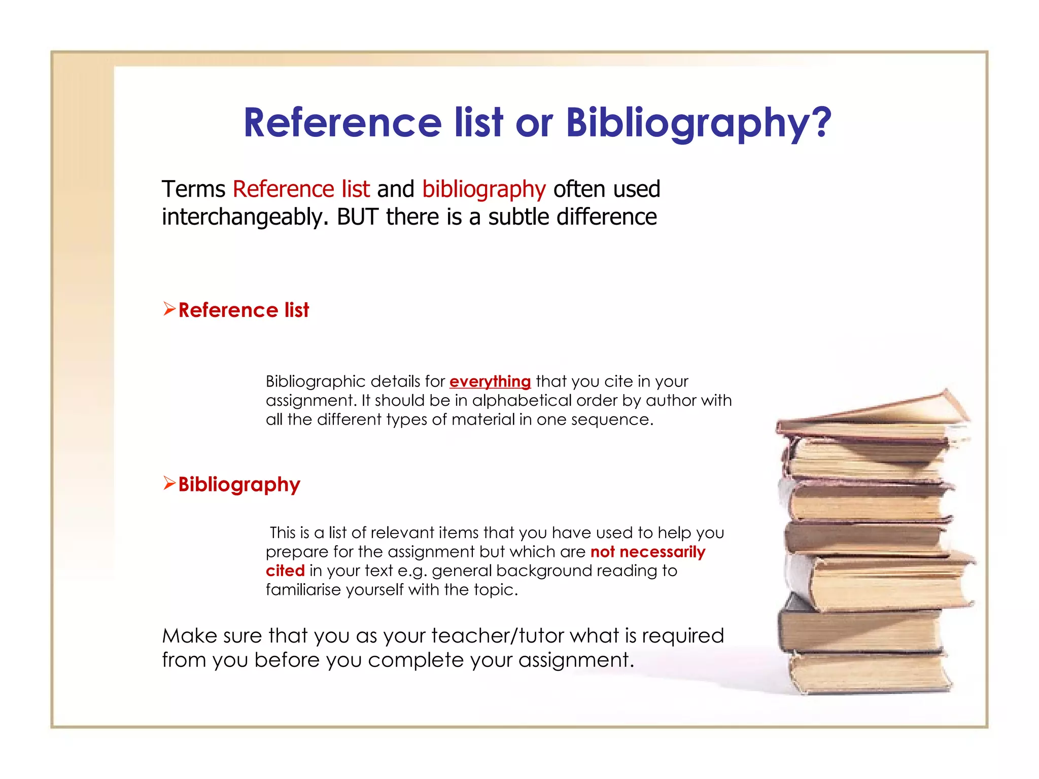 Citing, referencing and bibliographies | PPT