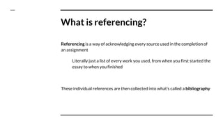 Referencing & Citations for First Year Students | PPTX