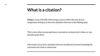 Referencing & Citations for First Year Students | PPTX