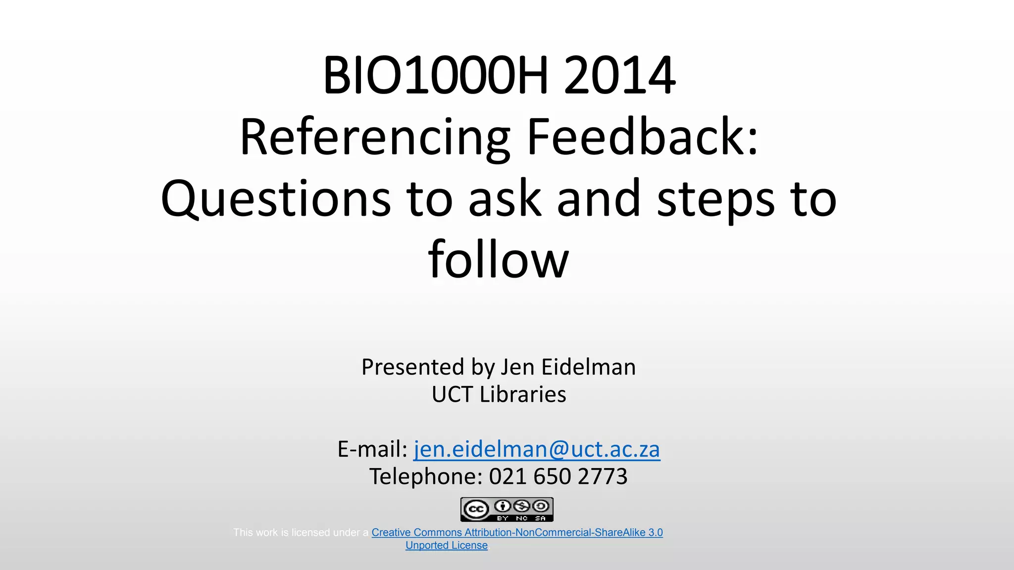 Referencing feedback - Questions to ask and Steps to follow | PPT
