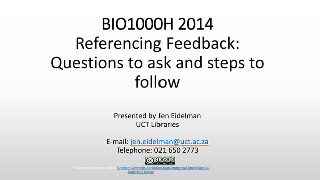 Referencing feedback - Questions to ask and Steps to follow | PPT
