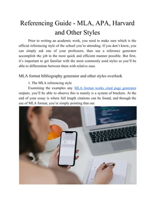 Referencing Guide - MLA, APA, Harvard and Other Styles | PDF ...