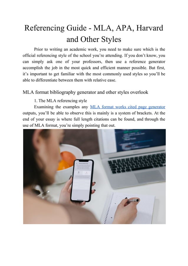 Referencing Guide - MLA, APA, Harvard and Other Styles | PDF ...