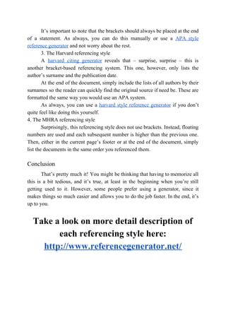 Referencing Guide - MLA, APA, Harvard and Other Styles | PDF ...