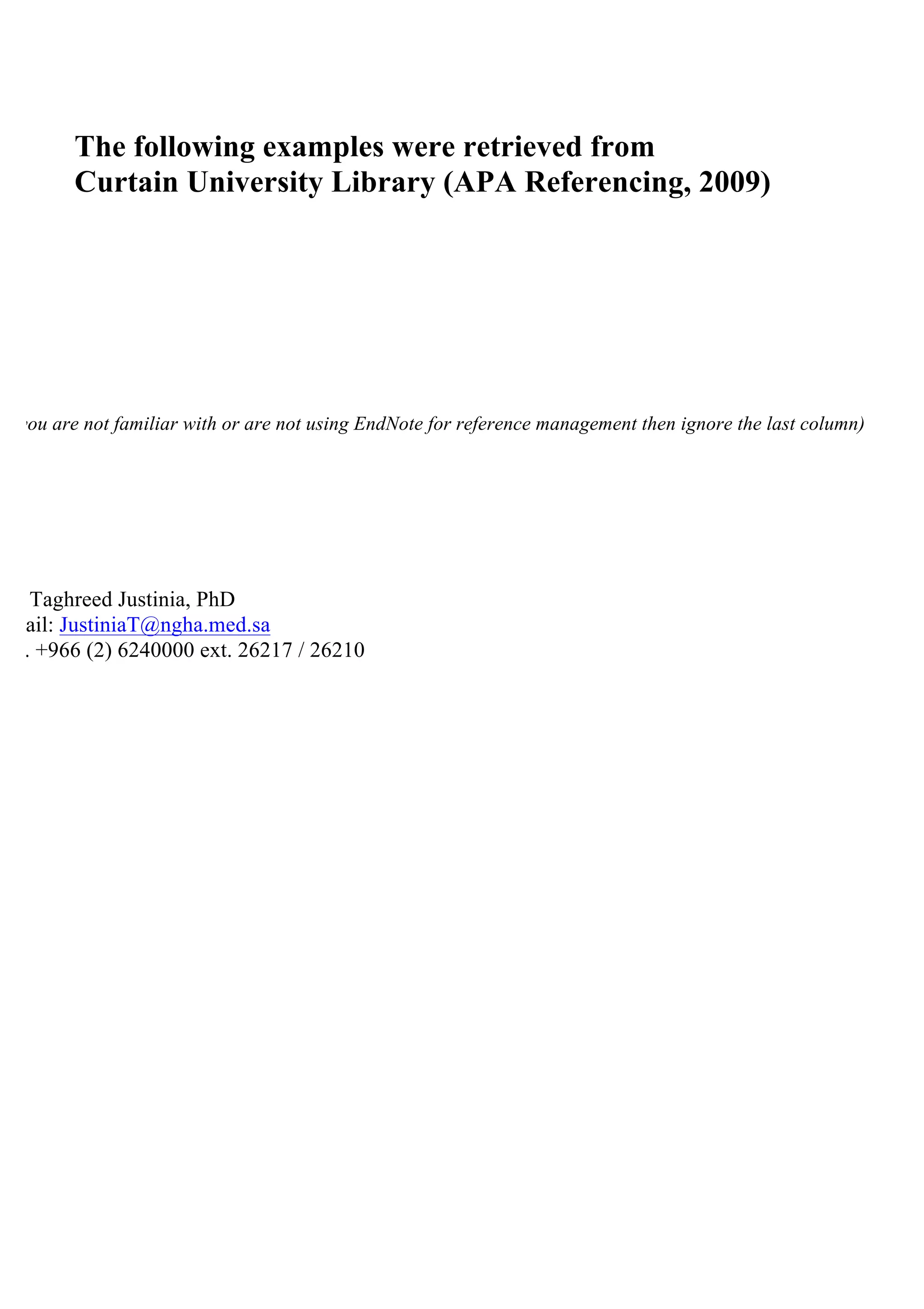 Referencing Guide APA Style --Curtin-Handout | PDF