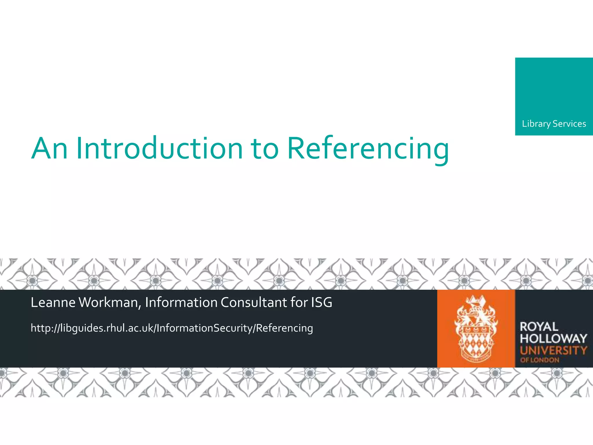 Referencing help | PPT