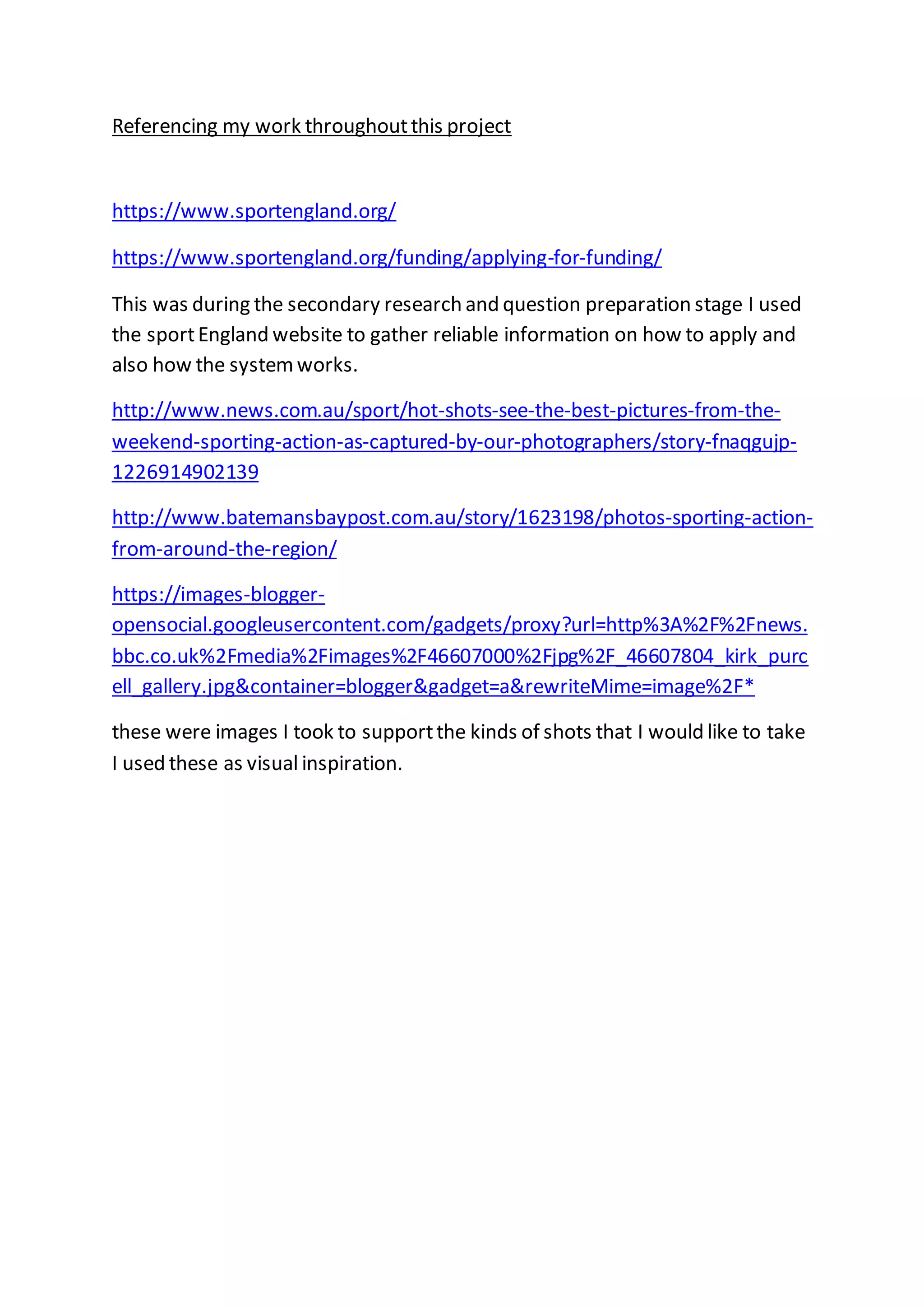 Referencing my work throughout this project | PDF