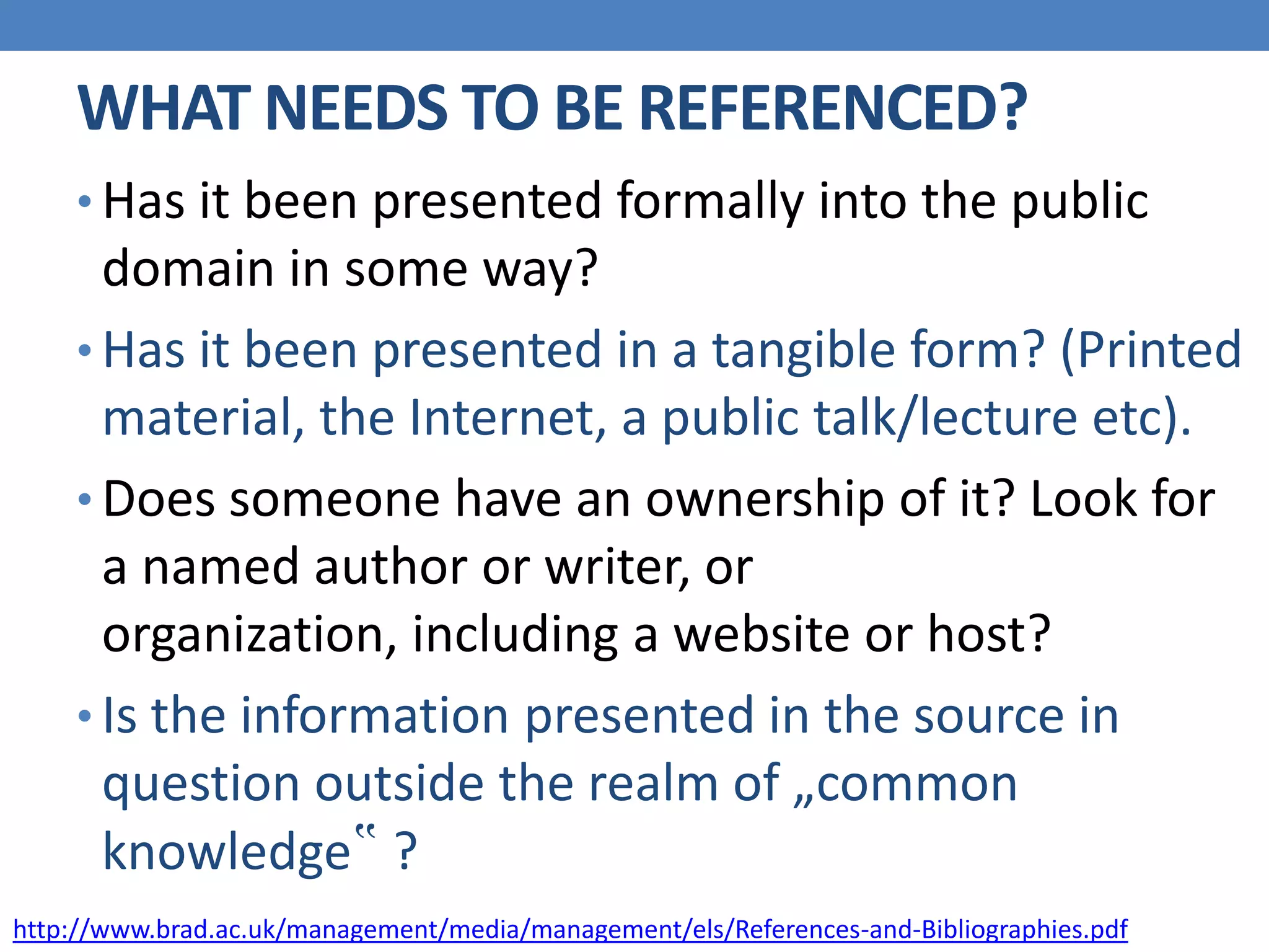 Referencing styles & Bibliography | PPTX
