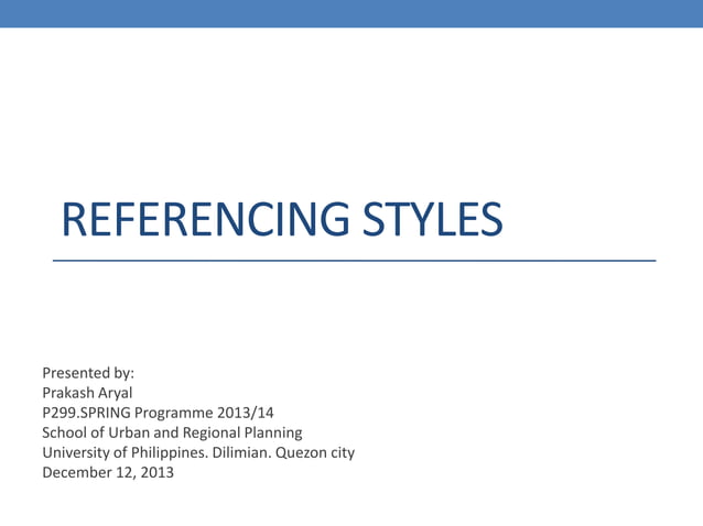 Referencing styles & Bibliography | PPTX