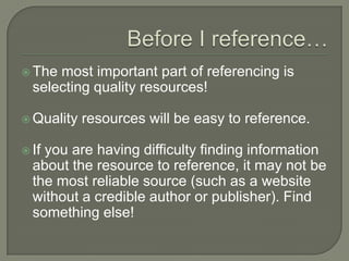 Referencing tips | PPT
