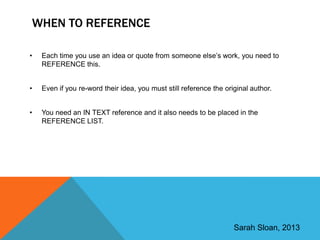 All about Academic Referencing - why, when & how to reference | PPT