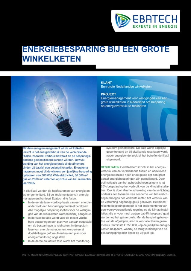 Energiebesparing bij grote Nederlandse winkelketen | PDF