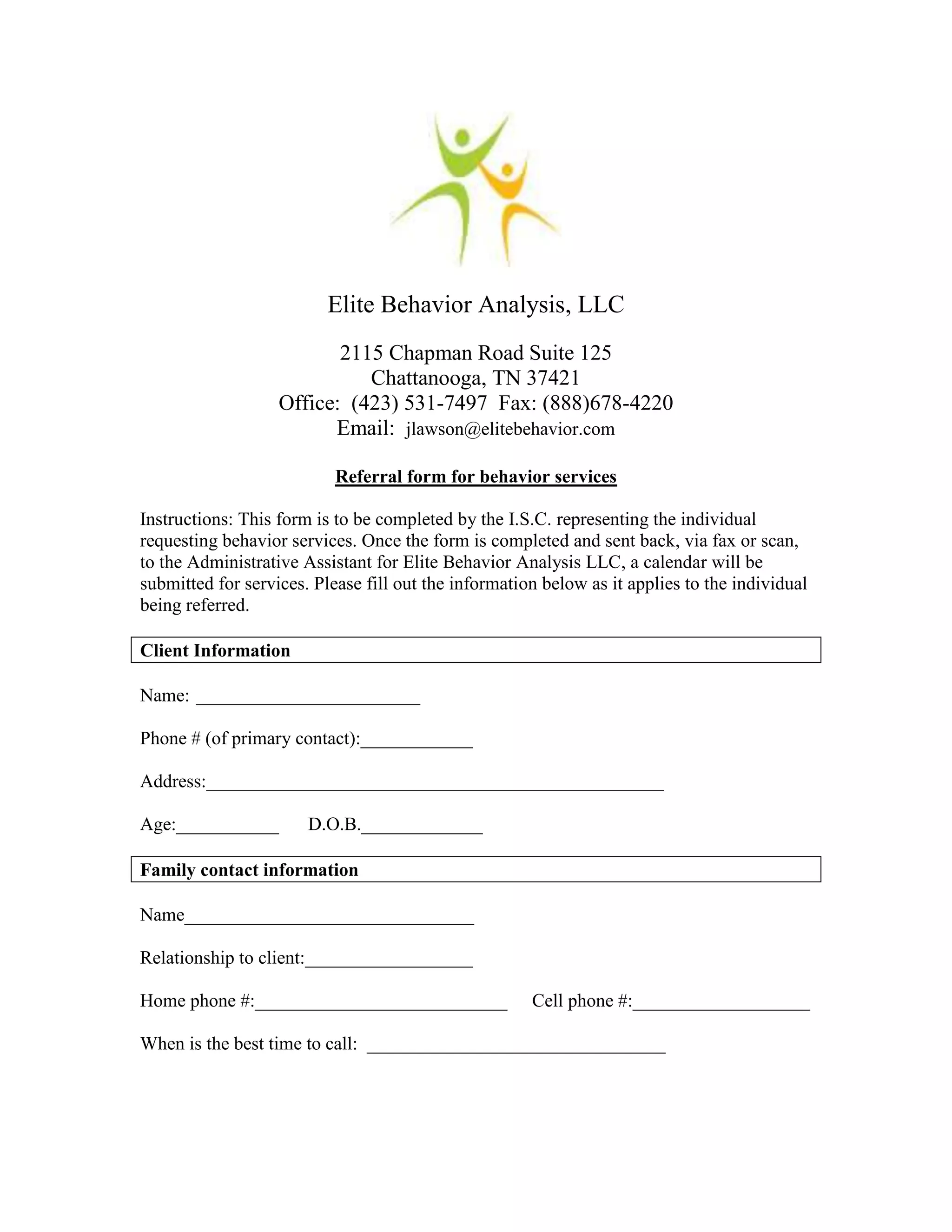 Elite Behavior Analysis Referral Form | PDF
