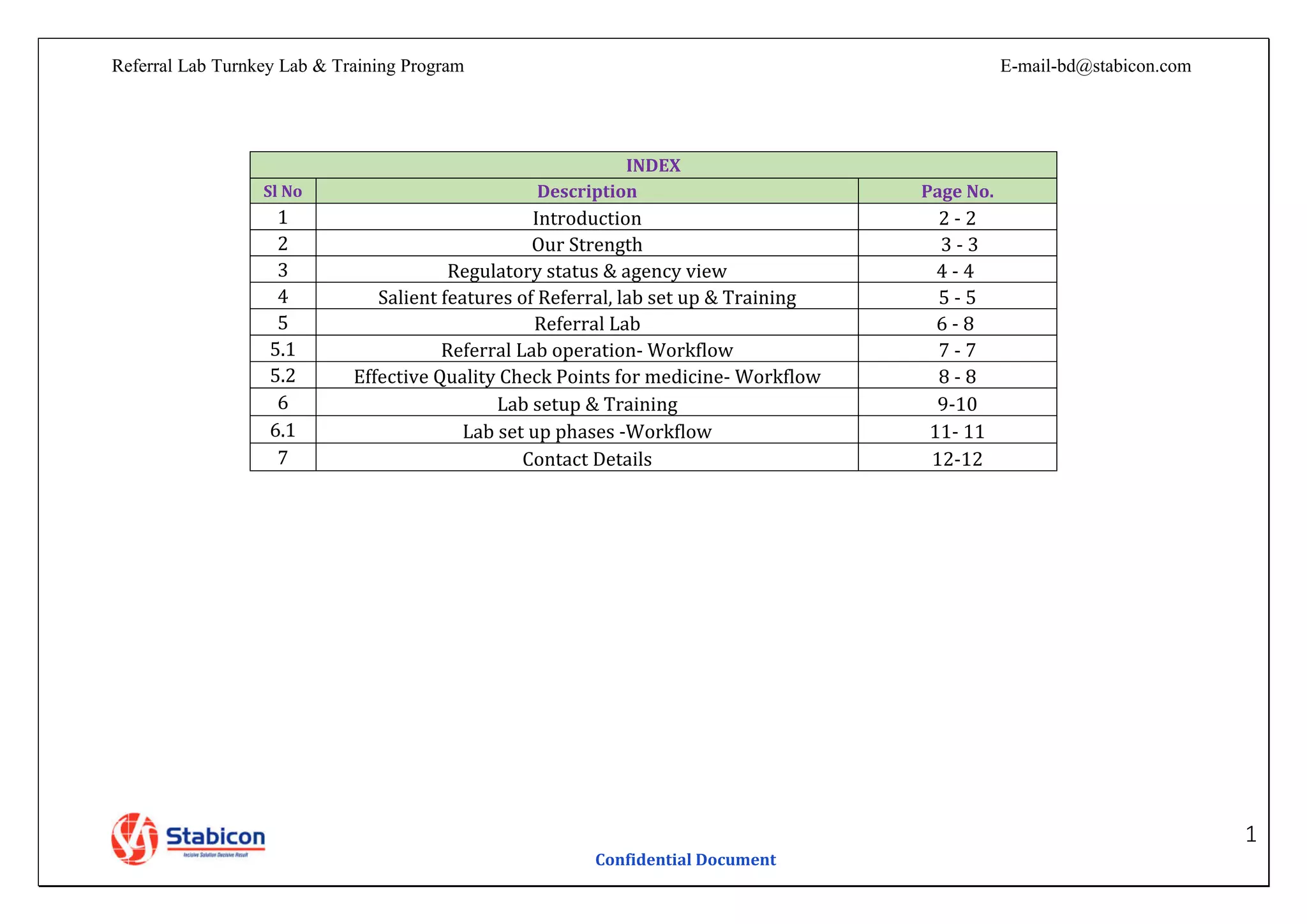 Referral Laboratory, Turnkey Laboratory & Training Program | PDF