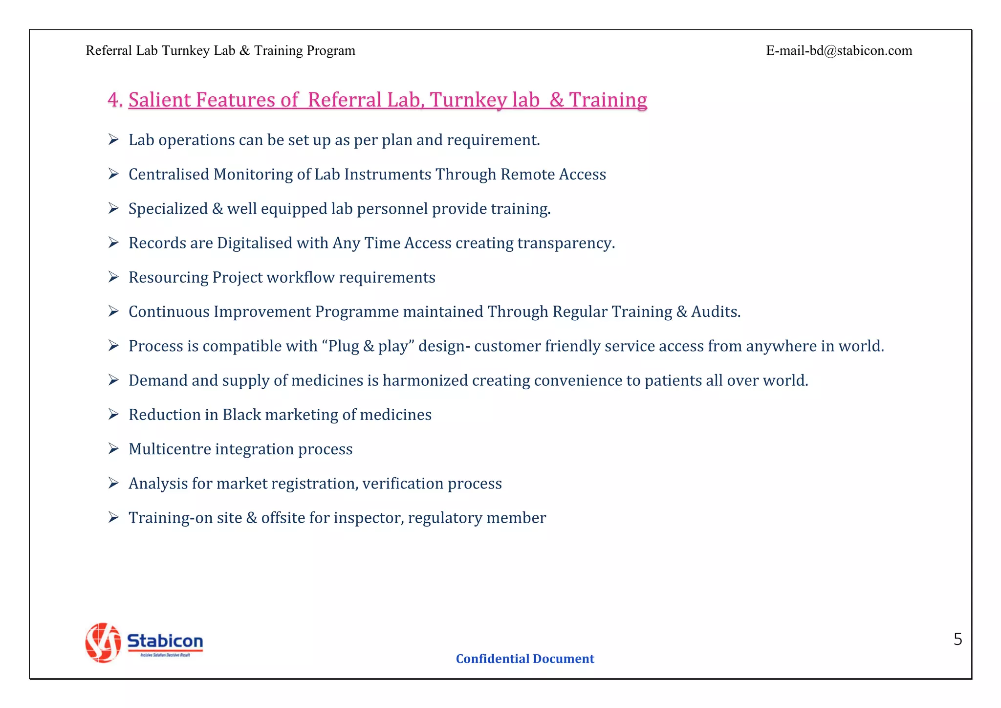 Referral Laboratory, Turnkey Laboratory & Training Program | PDF
