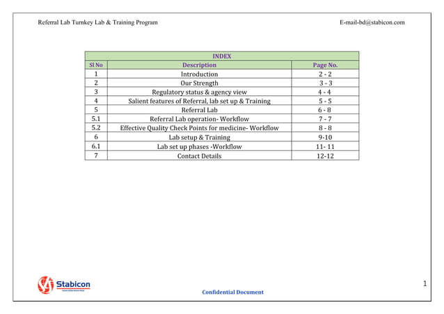 Referral Laboratory, Turnkey Laboratory & Training Program | PDF