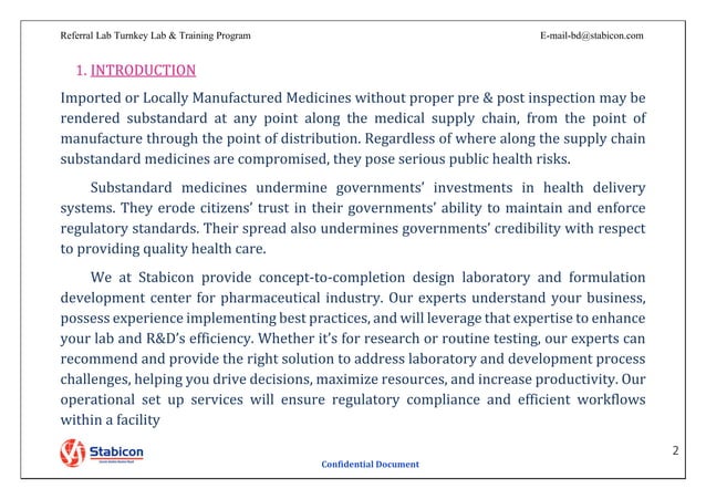 Referral Laboratory, Turnkey Laboratory & Training Program | PDF