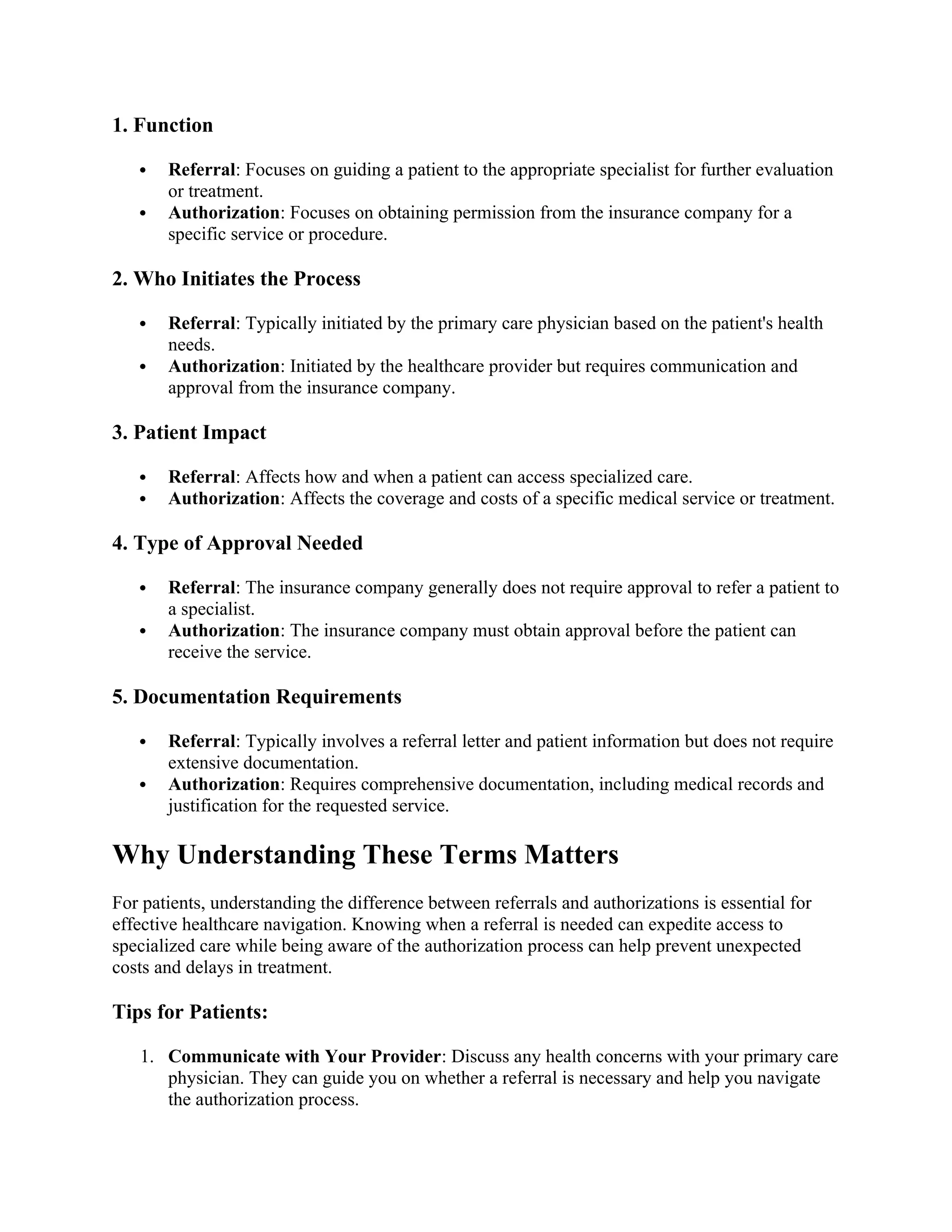 Referral vs. Authorization: Understanding the Key Differences in Healthcare | DOCX