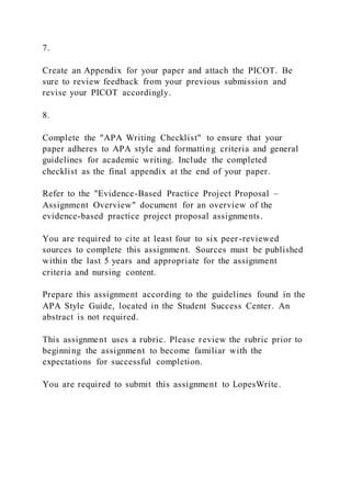 Refer to the PICOT you developed for your evidence-based practice pr | DOCX