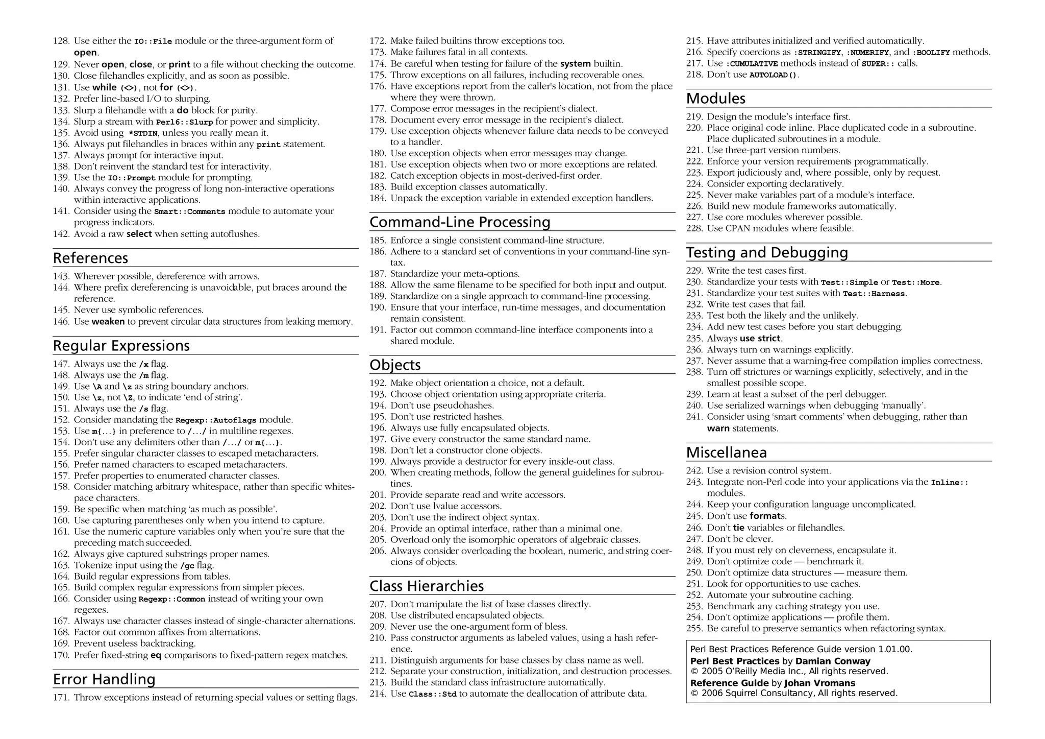 Perl Best Practices Reference Guide Version 10100 