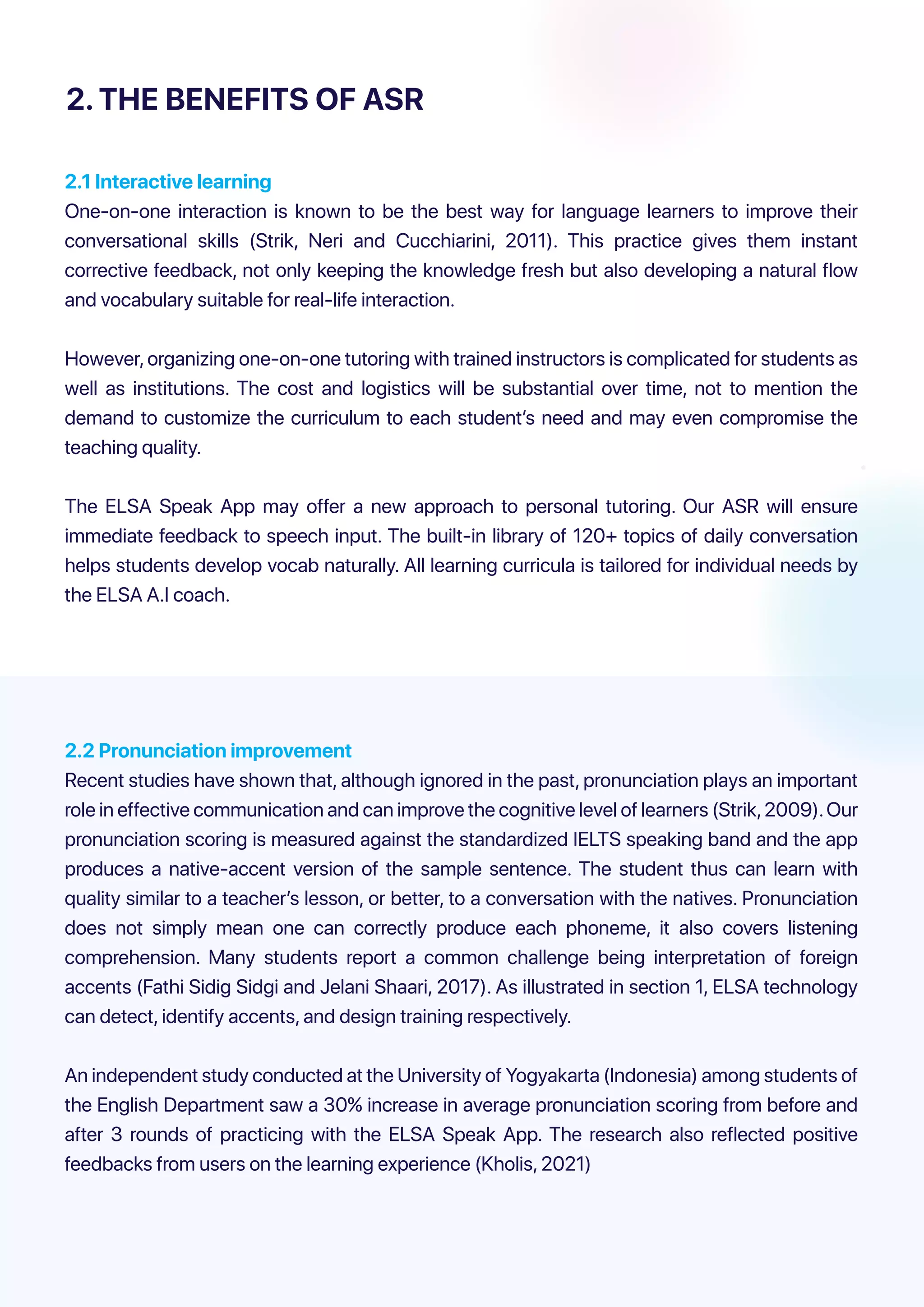 ELSA's Speech Recognition Overview | PDF