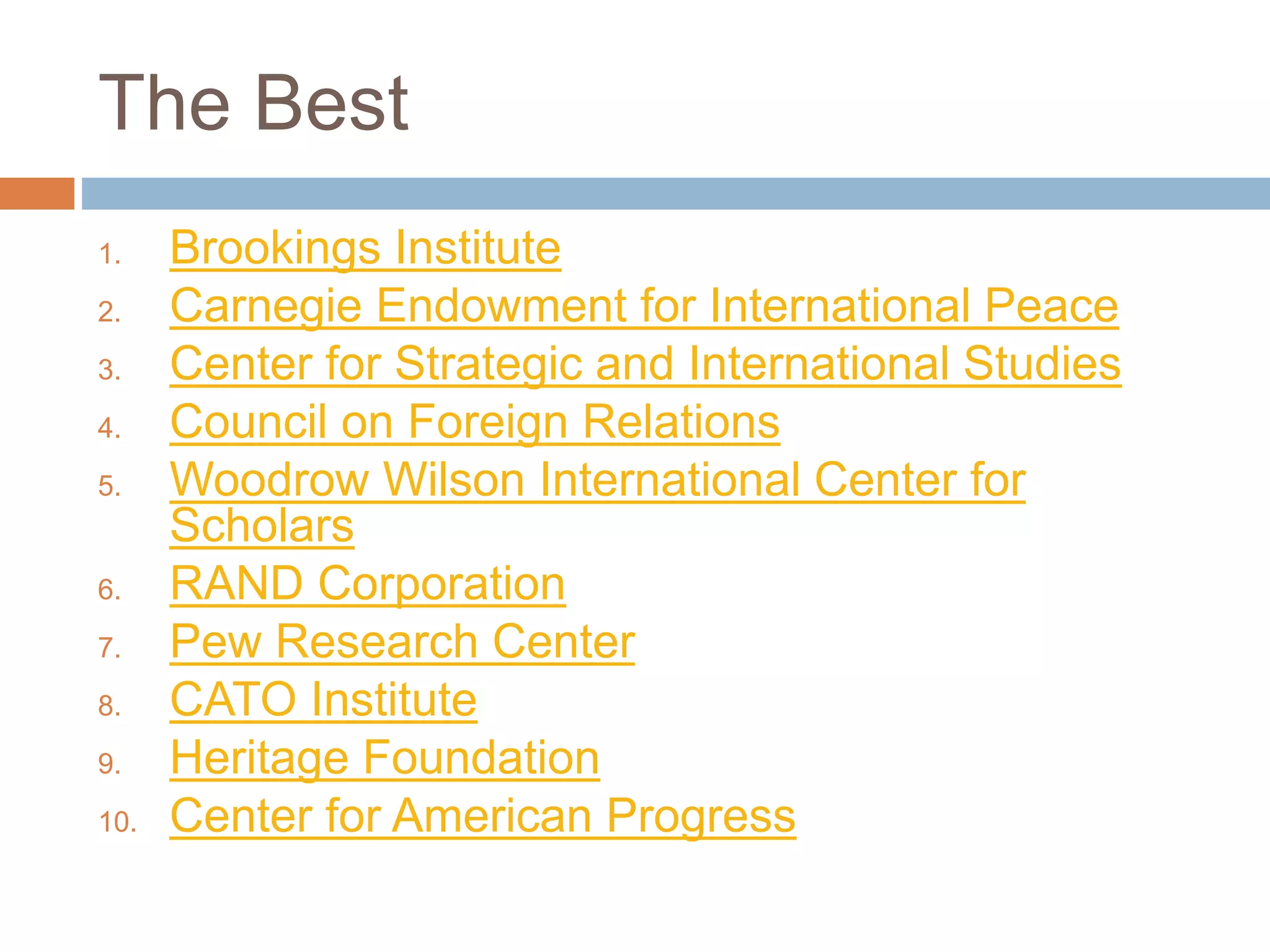 Refined researcher: Think Tank Research | PPTX | Politics