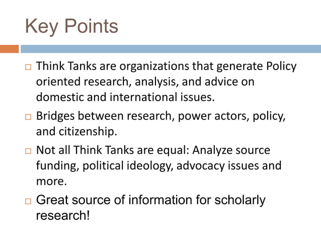Refined researcher: Think Tank Research | PPT