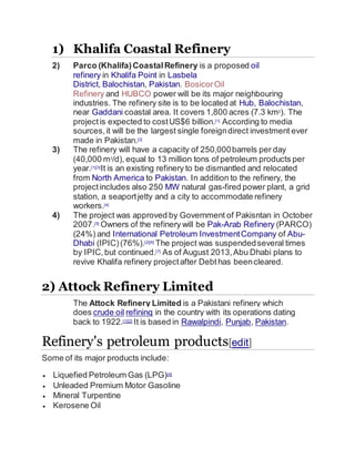 petroleum refinery's in pakistan | DOCX