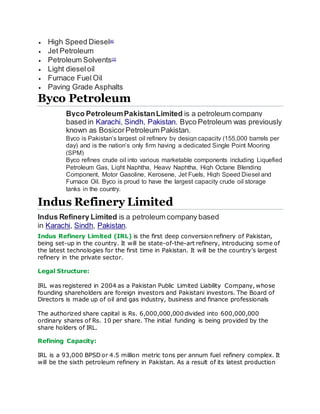 petroleum refinery's in pakistan | DOCX