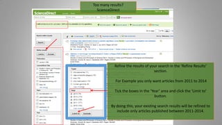 Refine searches in ScienceDirect & Web of Science for BIO1000H students ...