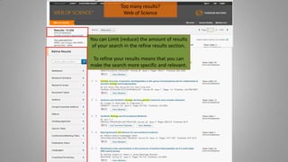 Refine searches in ScienceDirect & Web of Science for BIO1000H students ...