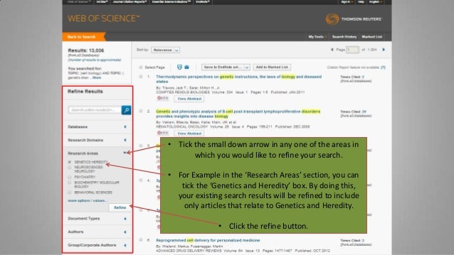 Refine searches in ScienceDirect & Web of Science for BIO1000H studen…