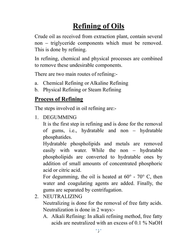 Refining and bleaching of oil | PDF