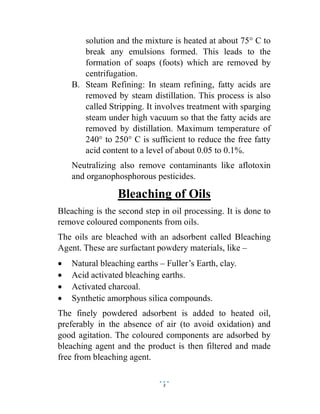 Refining and bleaching of oil | PDF