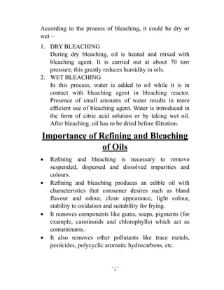 Refining and bleaching of oil | PDF