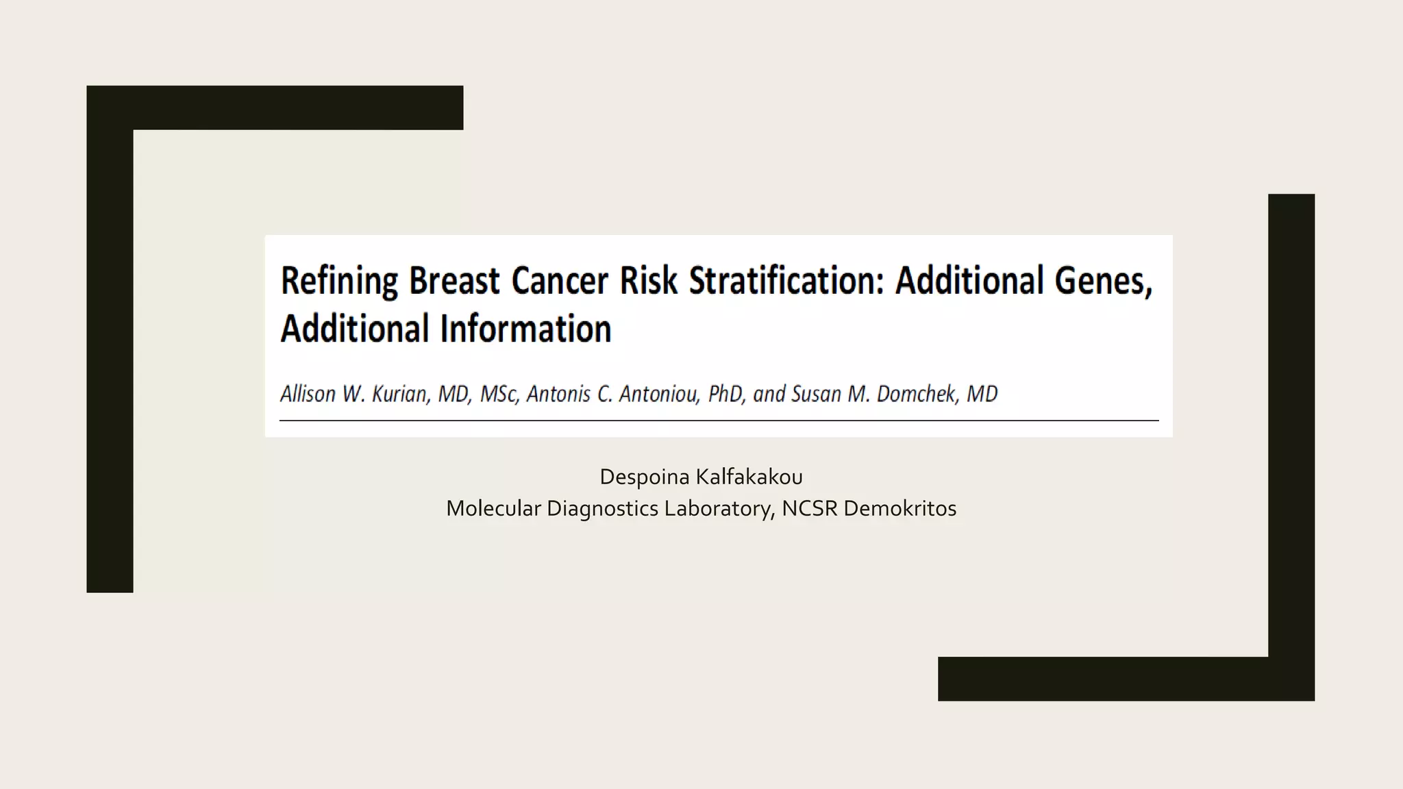 Refining Breast Cancer Risk Stratification | PPTX