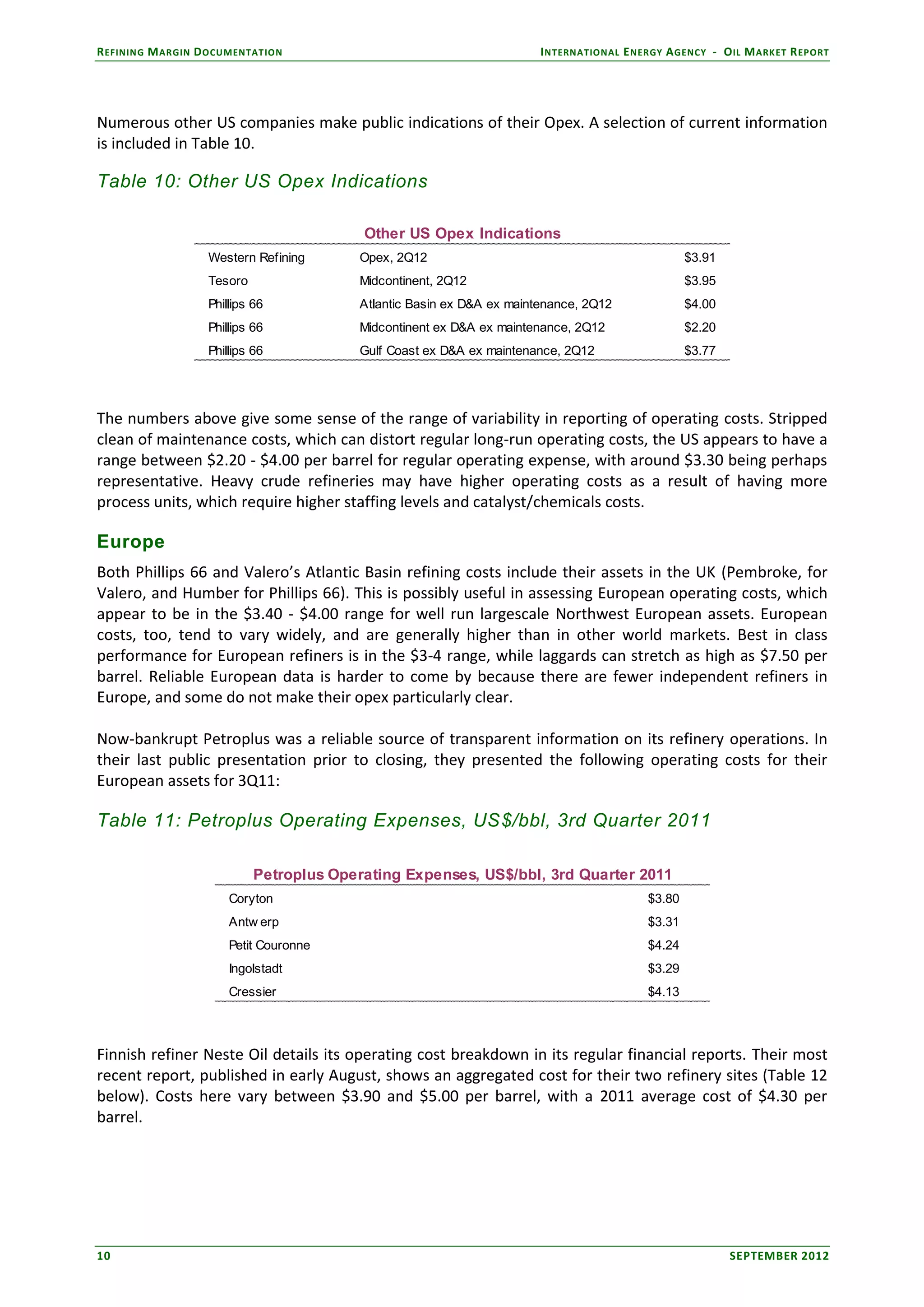 Refining margin supplement_omraug_12_sep2012 | PDF