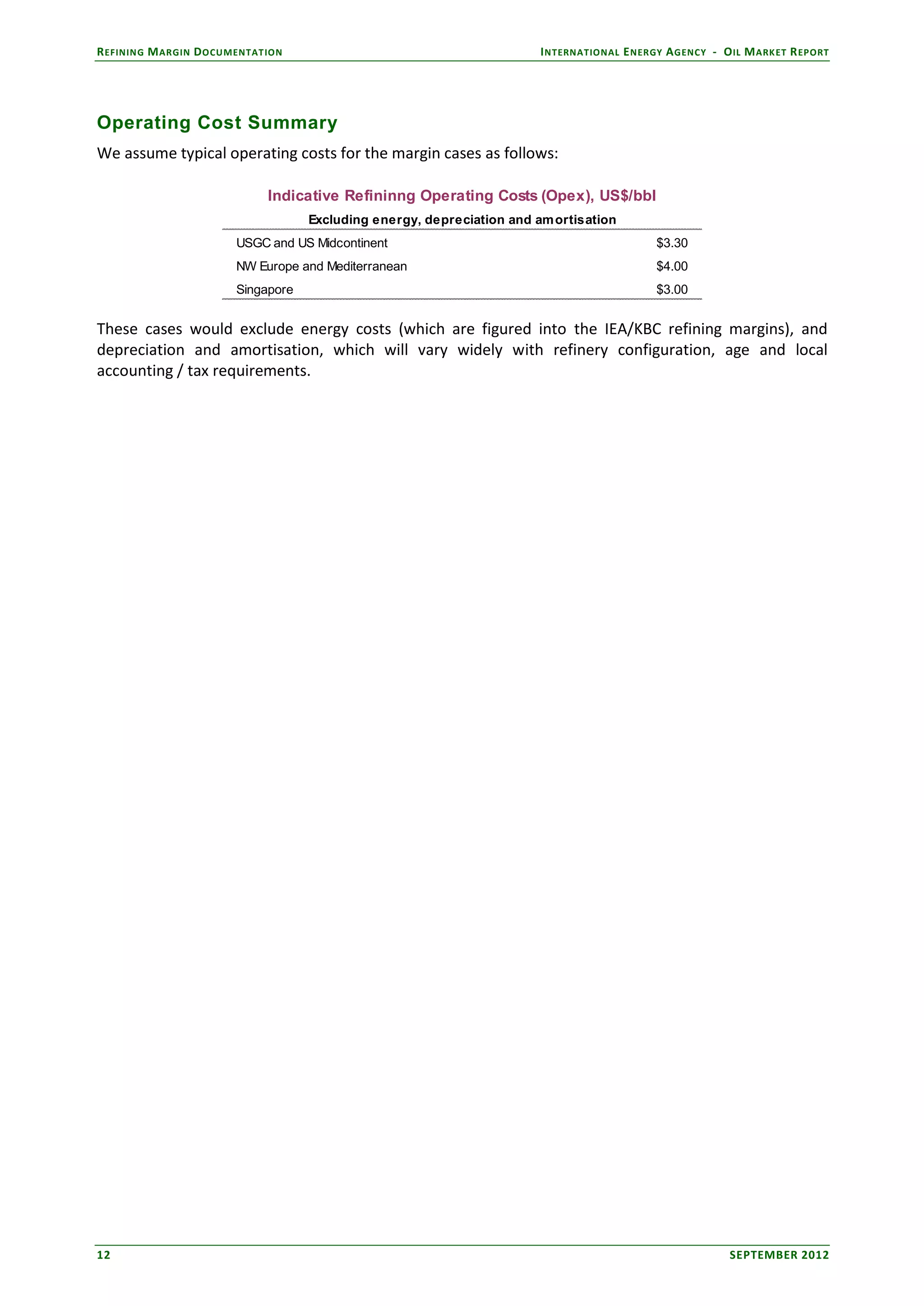 Refining margin supplement_omraug_12_sep2012 | PDF